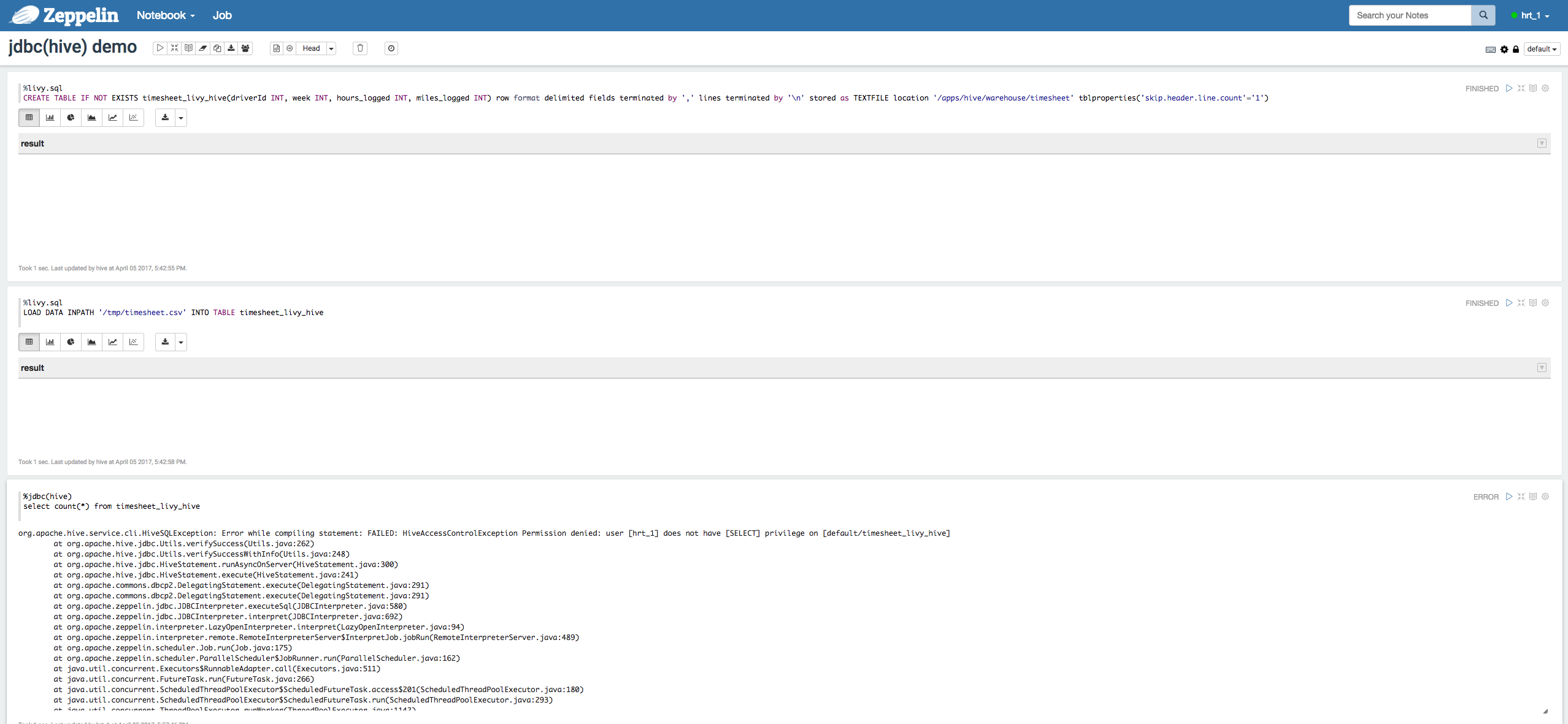 Secured access to Hive using Zeppelin's jdbc(hive)... - Cloudera Community - 245300