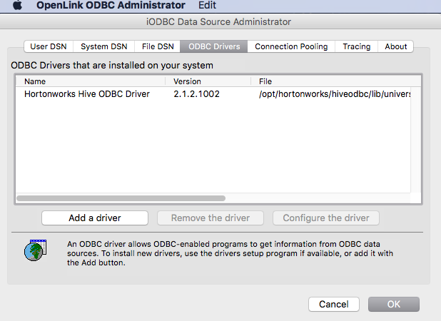 Hive ODBC Driver on OSX 10.11 (El Capitan) - Cloudera Community - 244702