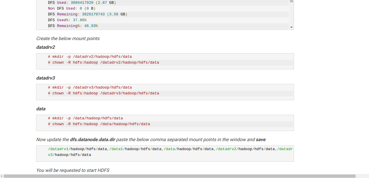 HDFS Datanode Directory - Cloudera Community - 243683