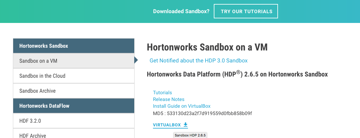Solved: Need to download HDP sandbox for Virtual box - Cloudera Community - 197037