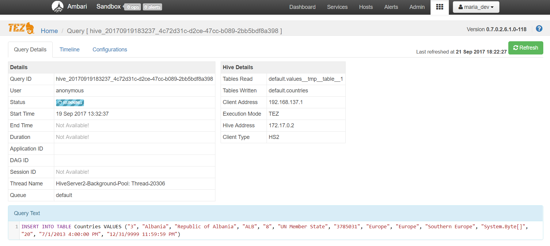 Insert into Hive using ODBC Driver - query keeps r... - Cloudera ...