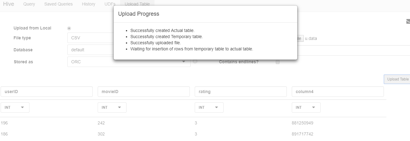 Unable To Upload A Table In Hive : java.sql.SQLExc... - Cloudera Community - 185230