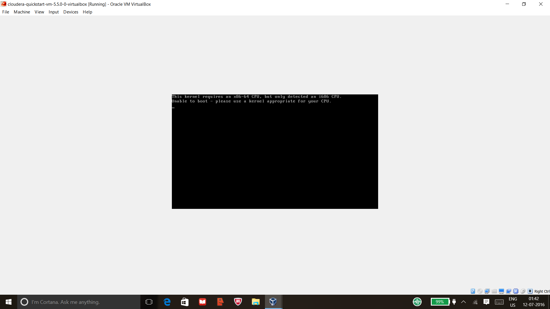 Solved: Cloudera Virtual box setup issue - Could not read ... - Cloudera Community - 41363