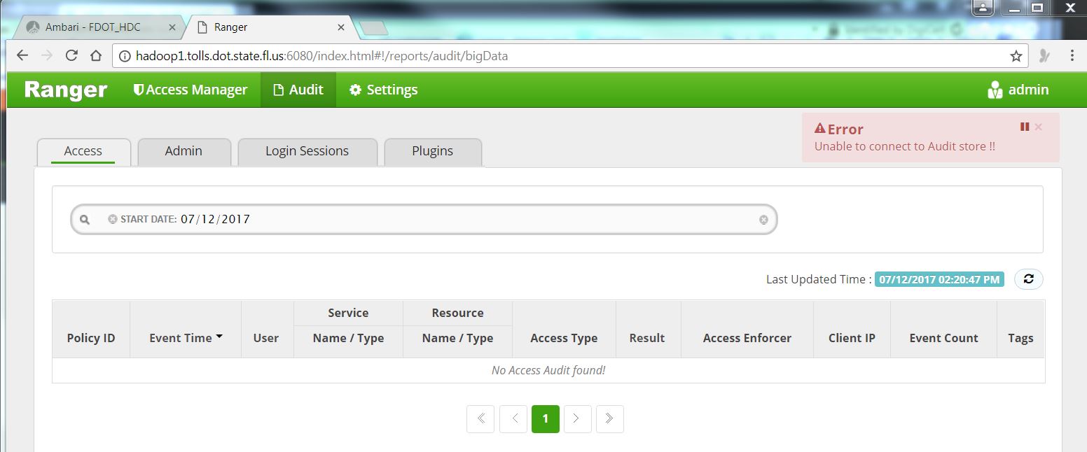 Ranger Audit access failing - Cloudera Community - 179217