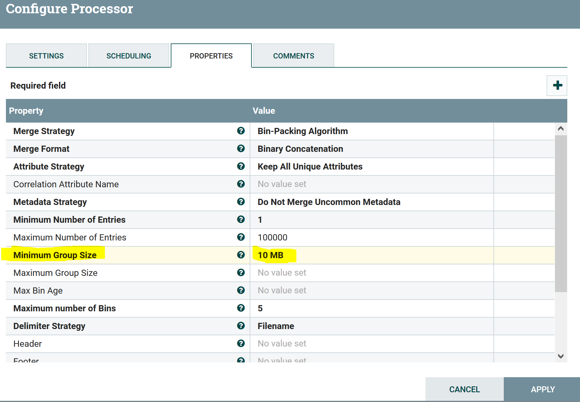Solved: How to create only one file by MergeContent proces... - Cloudera Community - 177136