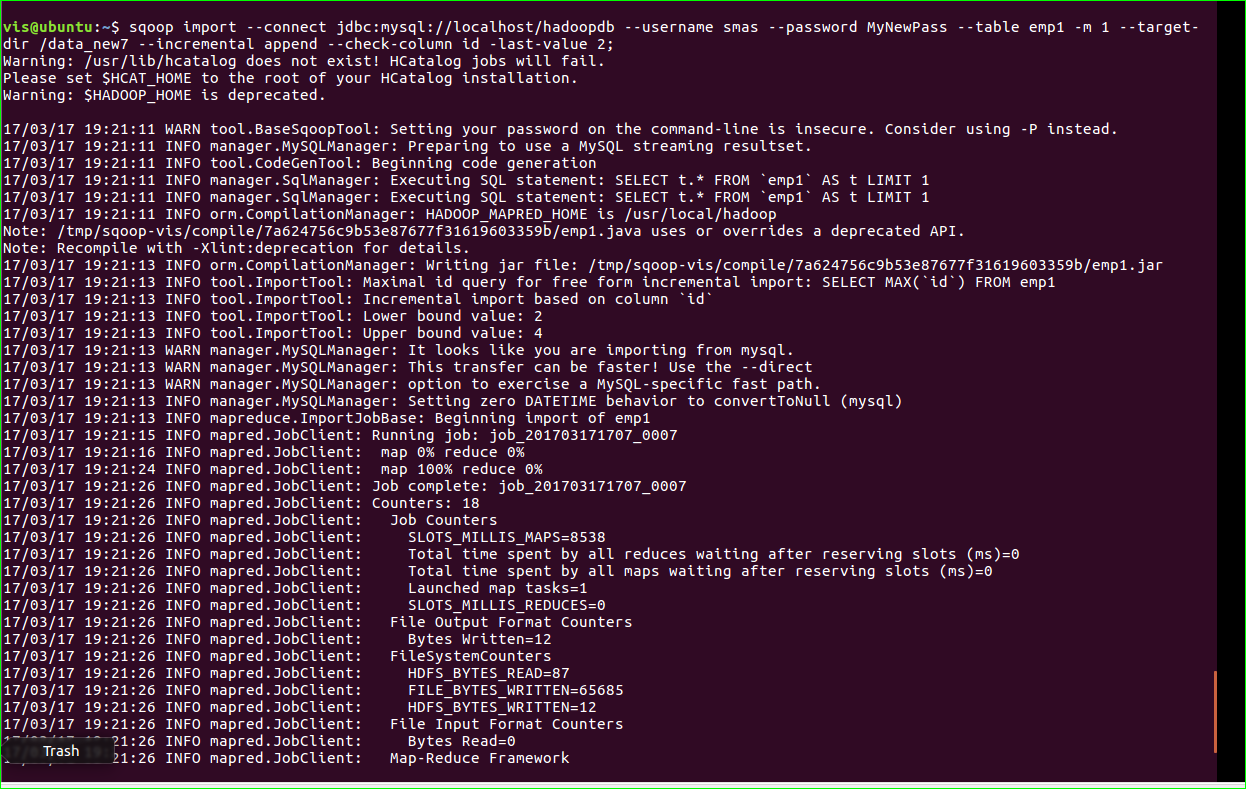 Solved Incremental Load From Mysql To Hdfs In Hadoop Cloudera 5331