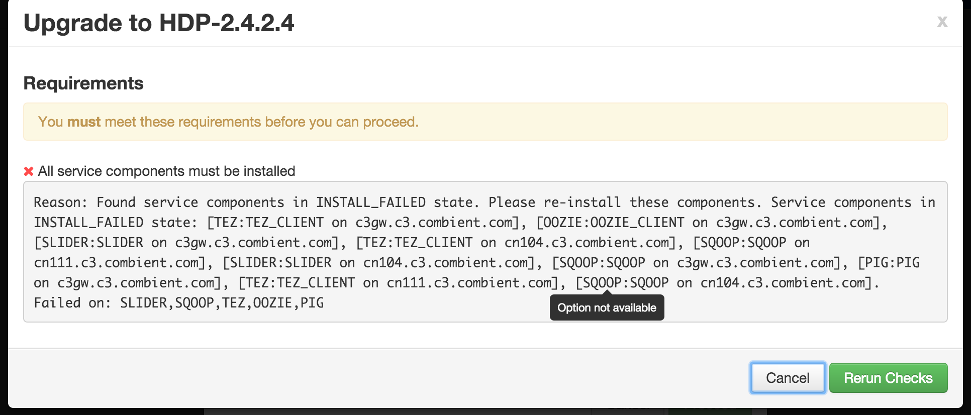 Solved: HDP 2.4 upgrade - Found service components in INST... - Cloudera Community - 110902