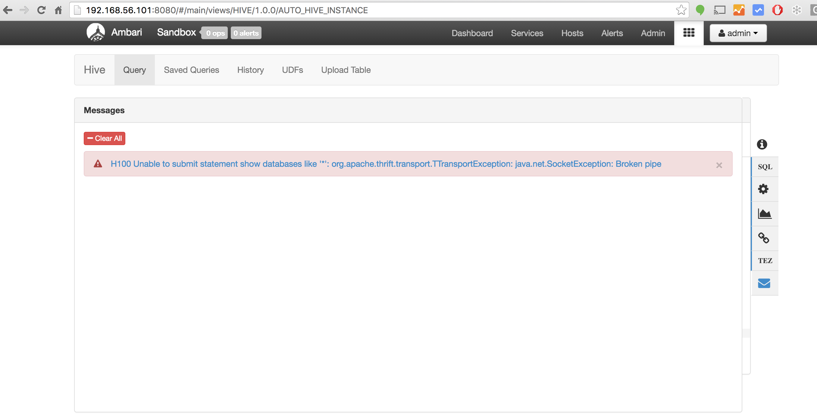 Solved: With Hive View what causes: "H100 Unable to submit... - Cloudera Community - 95318