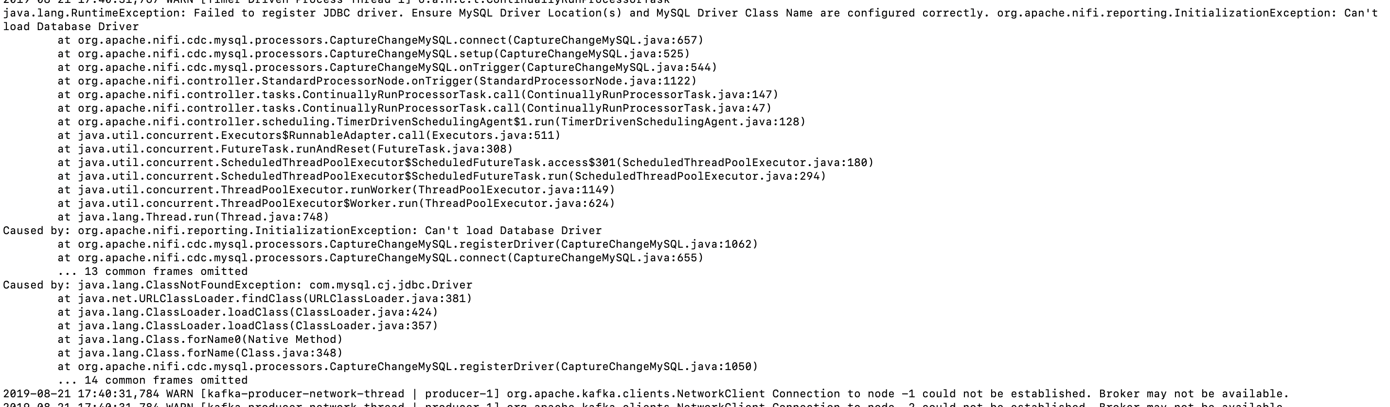 "Can't load database driver" in CaptureChangesMysq... - Cloudera ...