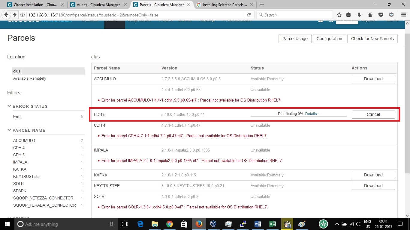 Cloudera Parcel Installation Is Stuck In Distribut Cloudera Community 51486 