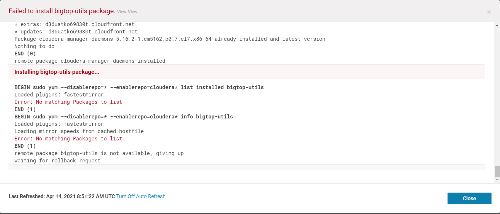 failed to install bigtop-utils package...i have us... - Cloudera Community - 314610