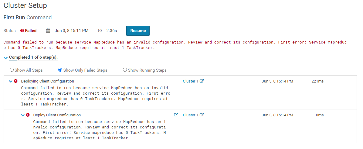 Command failed to run because service MapReduce ha... - Cloudera Community - 317652