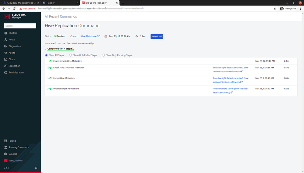 Monitor a Replication Policy details on a Datalake... - Cloudera Community - 319212