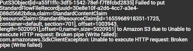 Nifi PutS3 - Broken pipe (Write failed) - Cloudera Community - 346206