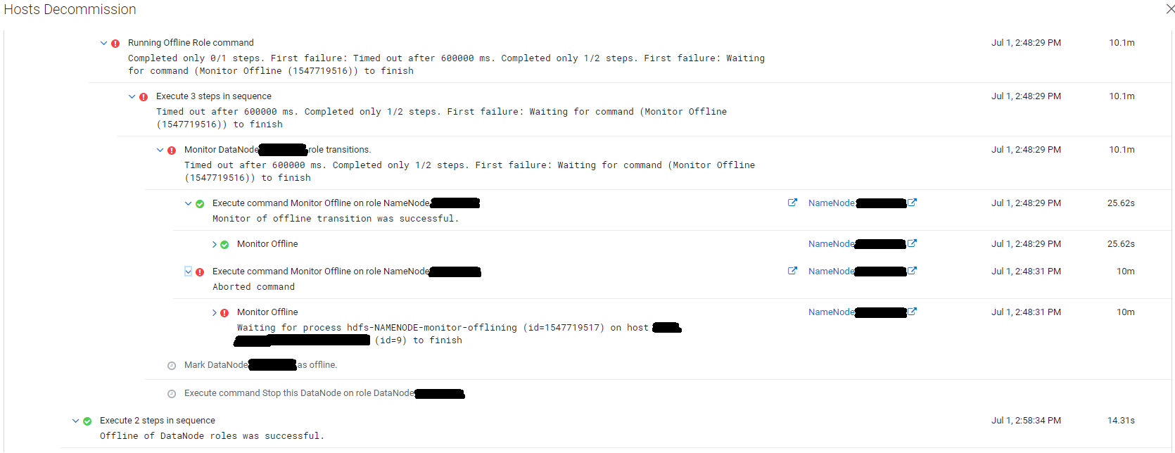 The problem with the entering datanode to maintena... - Cloudera Community - 348680