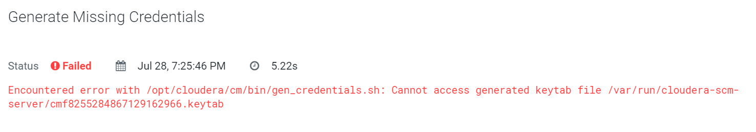 Solved: Error with Generate Missing Credentials CDP - Cloudera Community - 349030