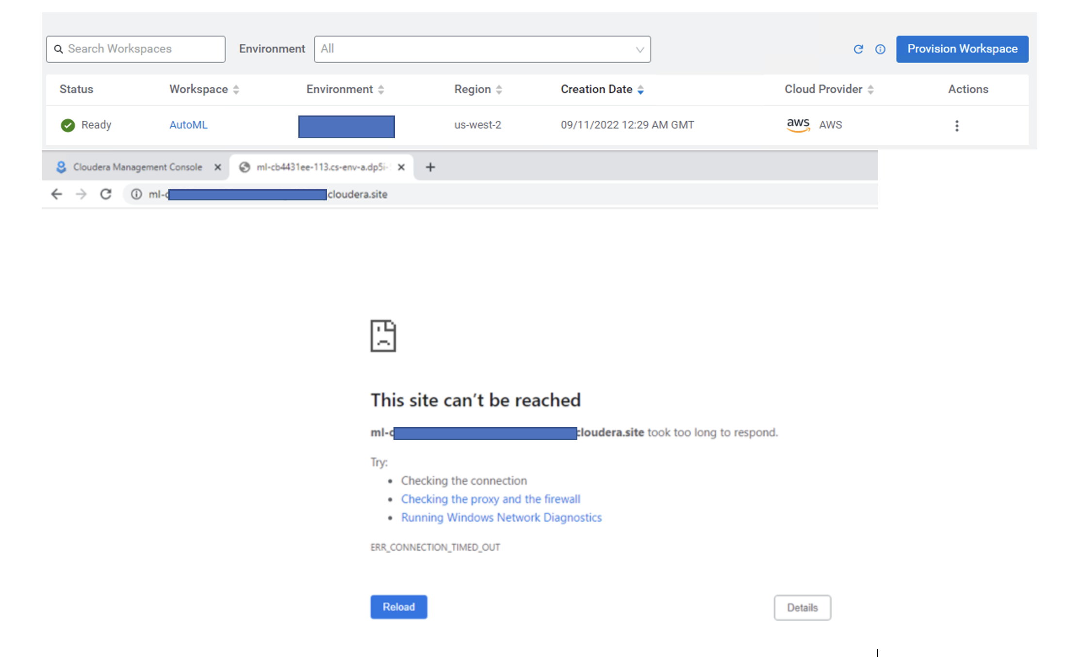 Solved: ML workspace page does NOT open - Cloudera Community - 352174