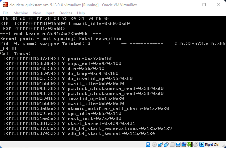 Cloudera Quickstart Vm 5130 Boot Error Kernel P Cloudera
