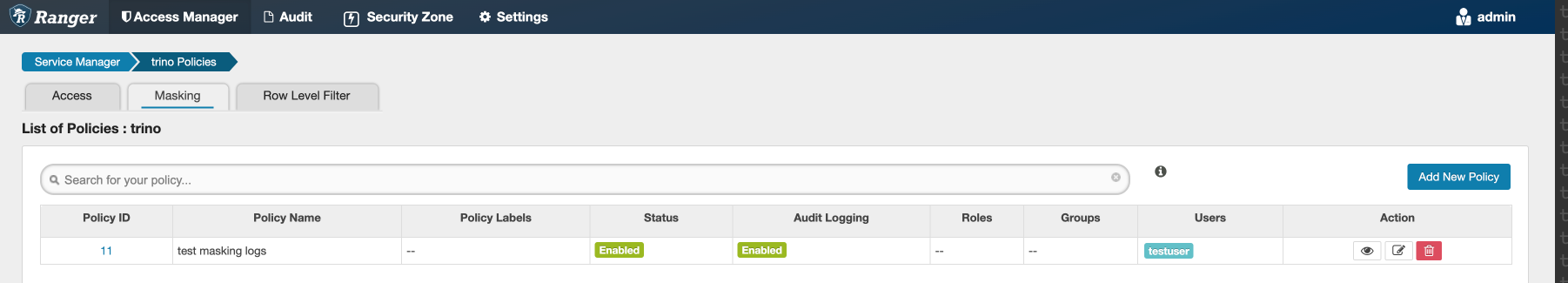 Masking and Row Level Policy Logs - Cloudera Community - 360988