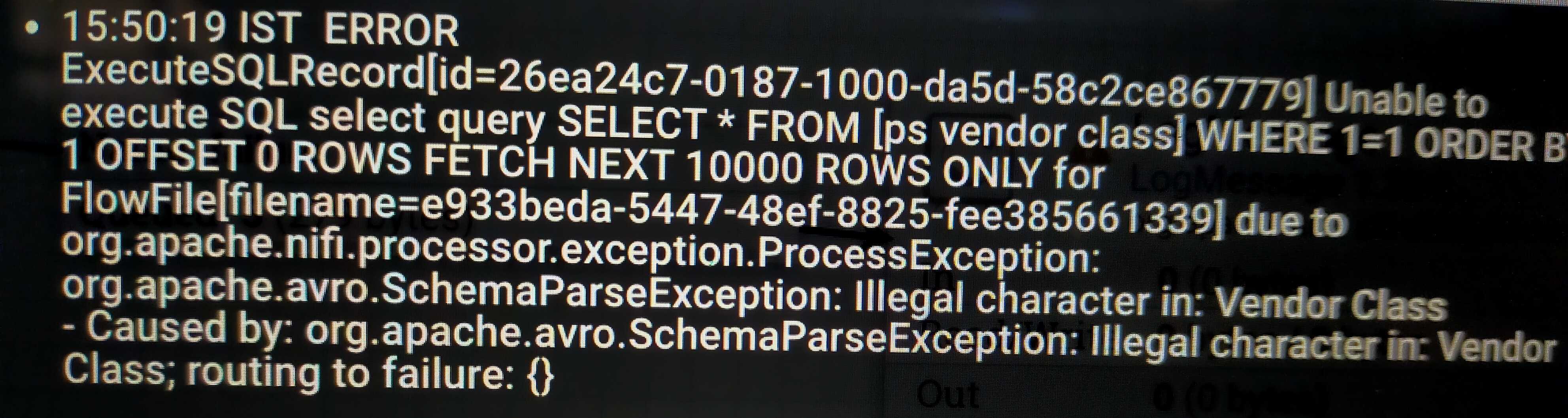 Solved Executesqlrecord Org Apache Avro Schemaparseexce Cloudera Community 367063