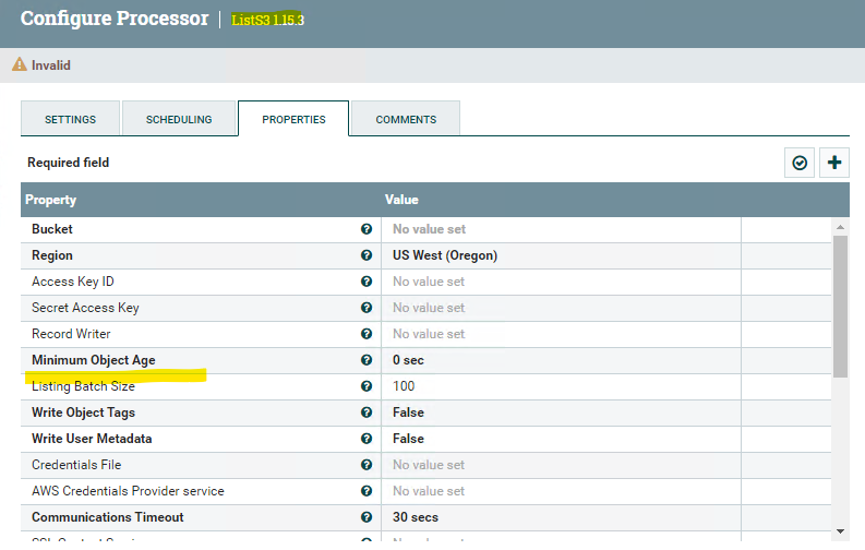 Solved: NiFi ListS3 Maximum Object Age - Cloudera Community - 369028
