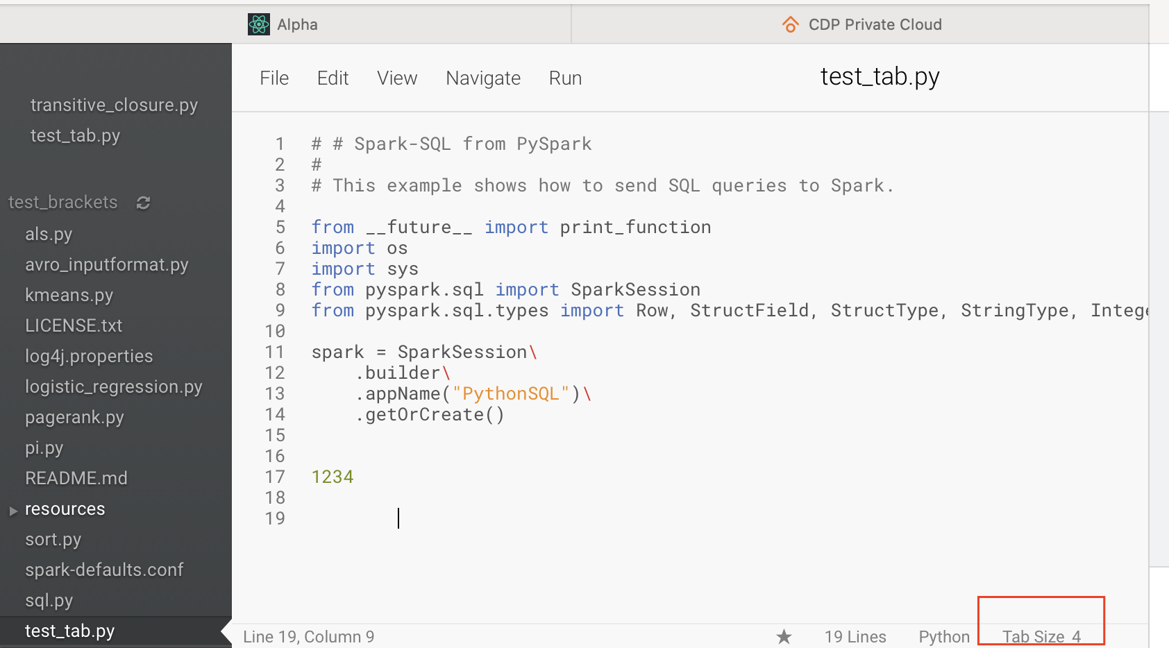Four spaces indent in CDSW web editor - Cloudera Community - 371241