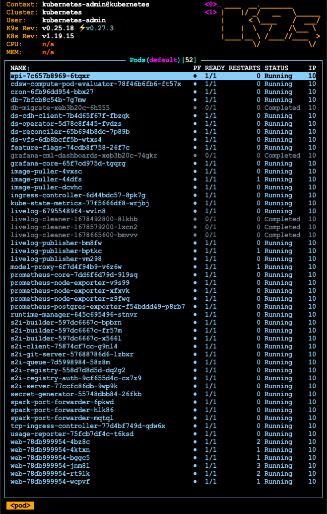 Manage your CDSW pods with k9s - Cloudera Community - 372425