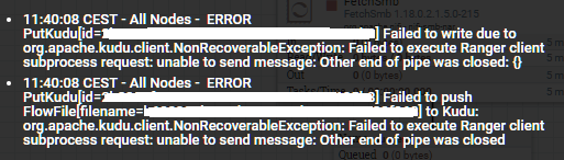 PutKudu processor on NiFi - KUDU generic error - Cloudera Community - 376040