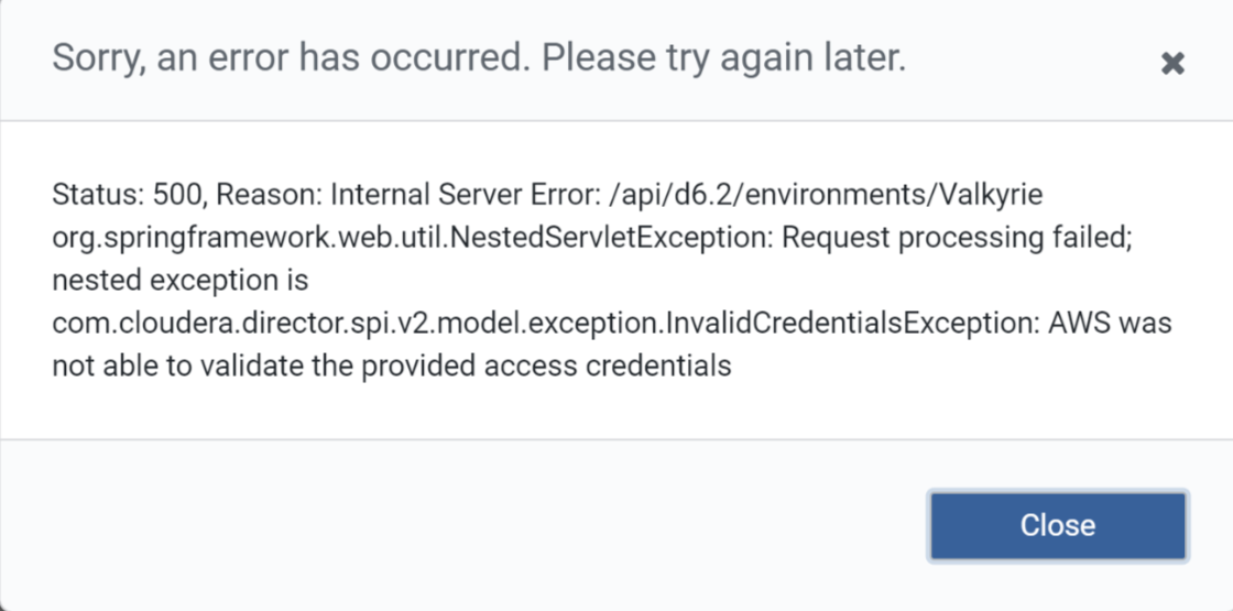 InvalidCredentialsException: AWS was not able to v... - Cloudera Community - 376459