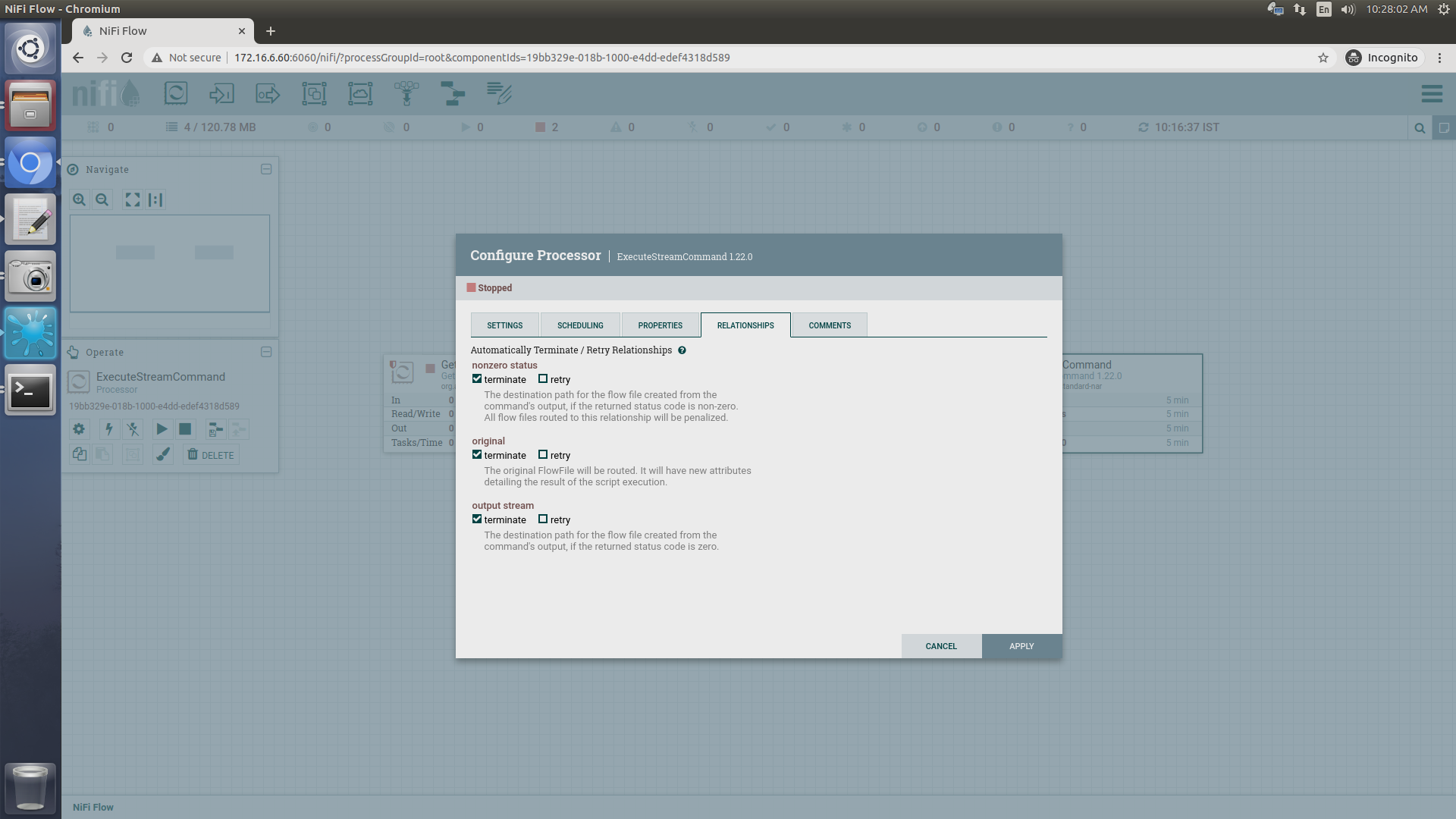 Apache Nifi Executestreamcommand Issue With Using Cloudera