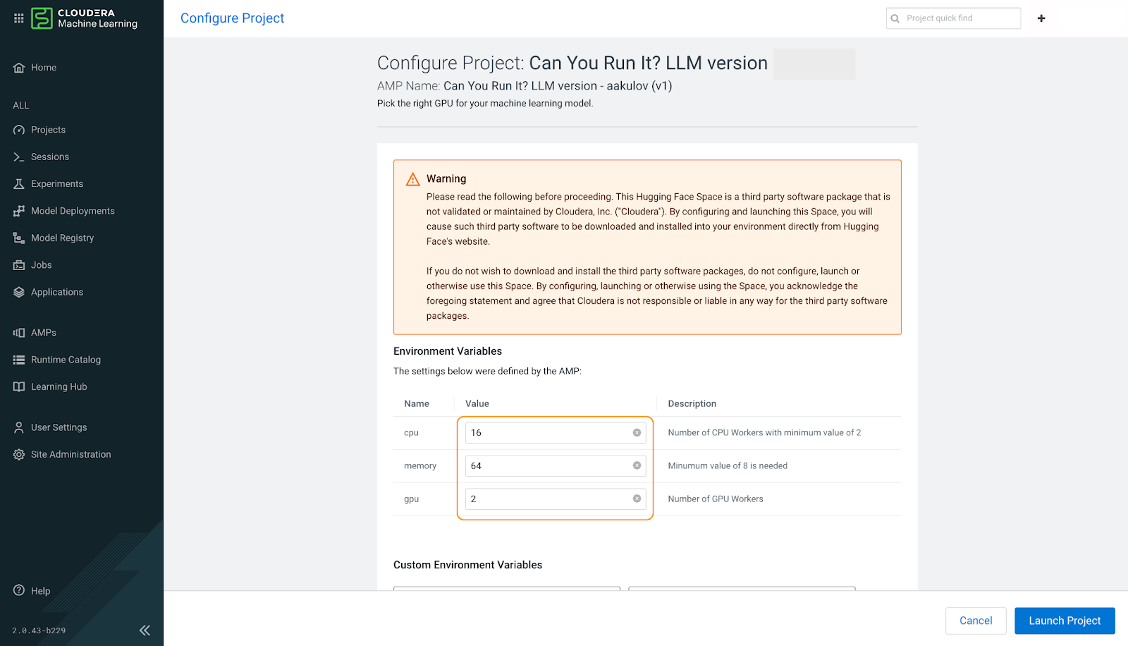 🤗 Hugging Face Spaces AMPs Accelerate ML Projects - Cloudera Community - 384685