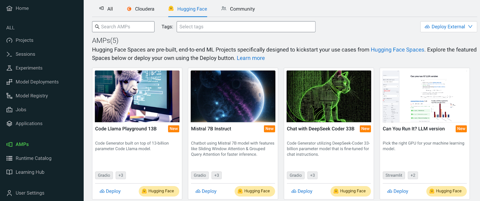 🤗 Hugging Face Spaces AMPs Accelerate ML Projects - Cloudera Community - 384685