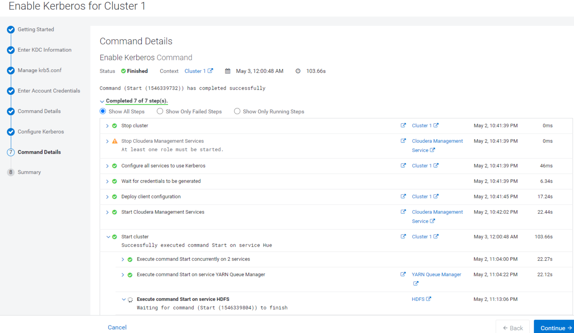 Solved: When enabling Kerberos using the wizard, an error ... - Cloudera Community - 387559
