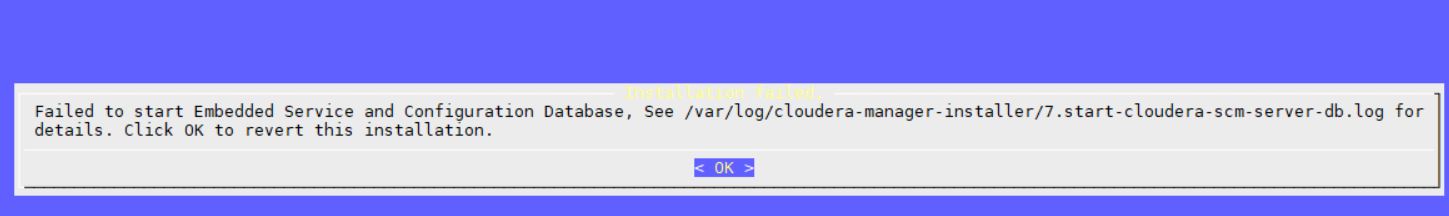 Solved: Cloudera manager embedded database fails to come u... - Cloudera Community - 92290