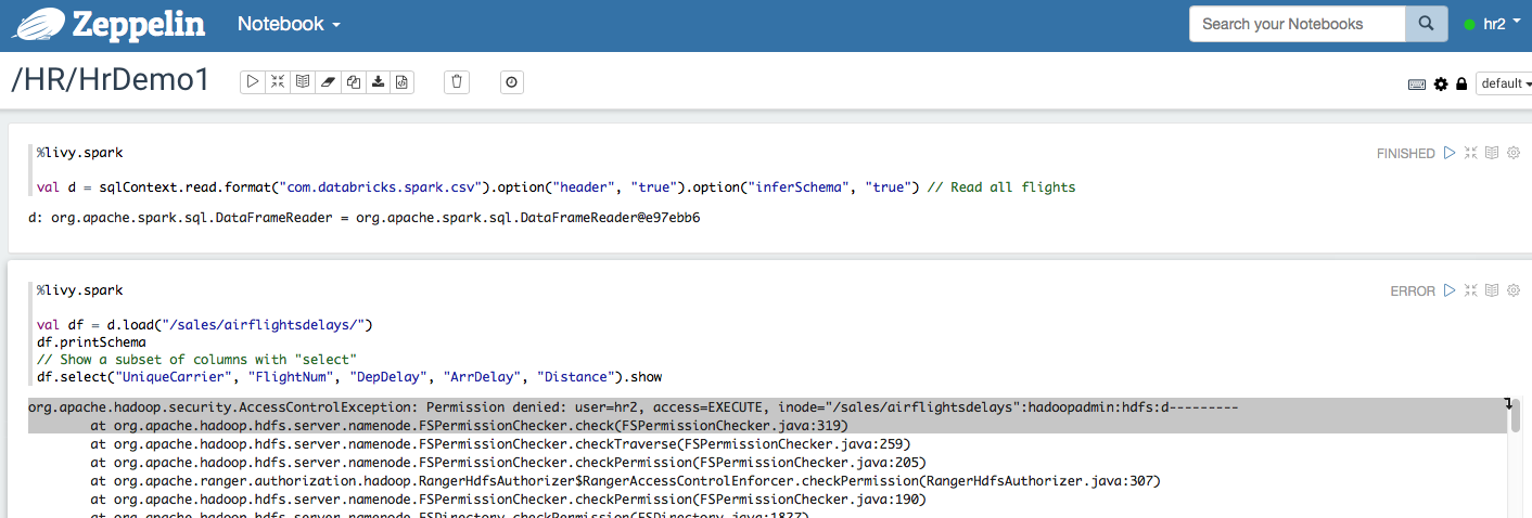 Securing Spark with Ranger using Zeppelin and Liv... - Cloudera Community - 248054