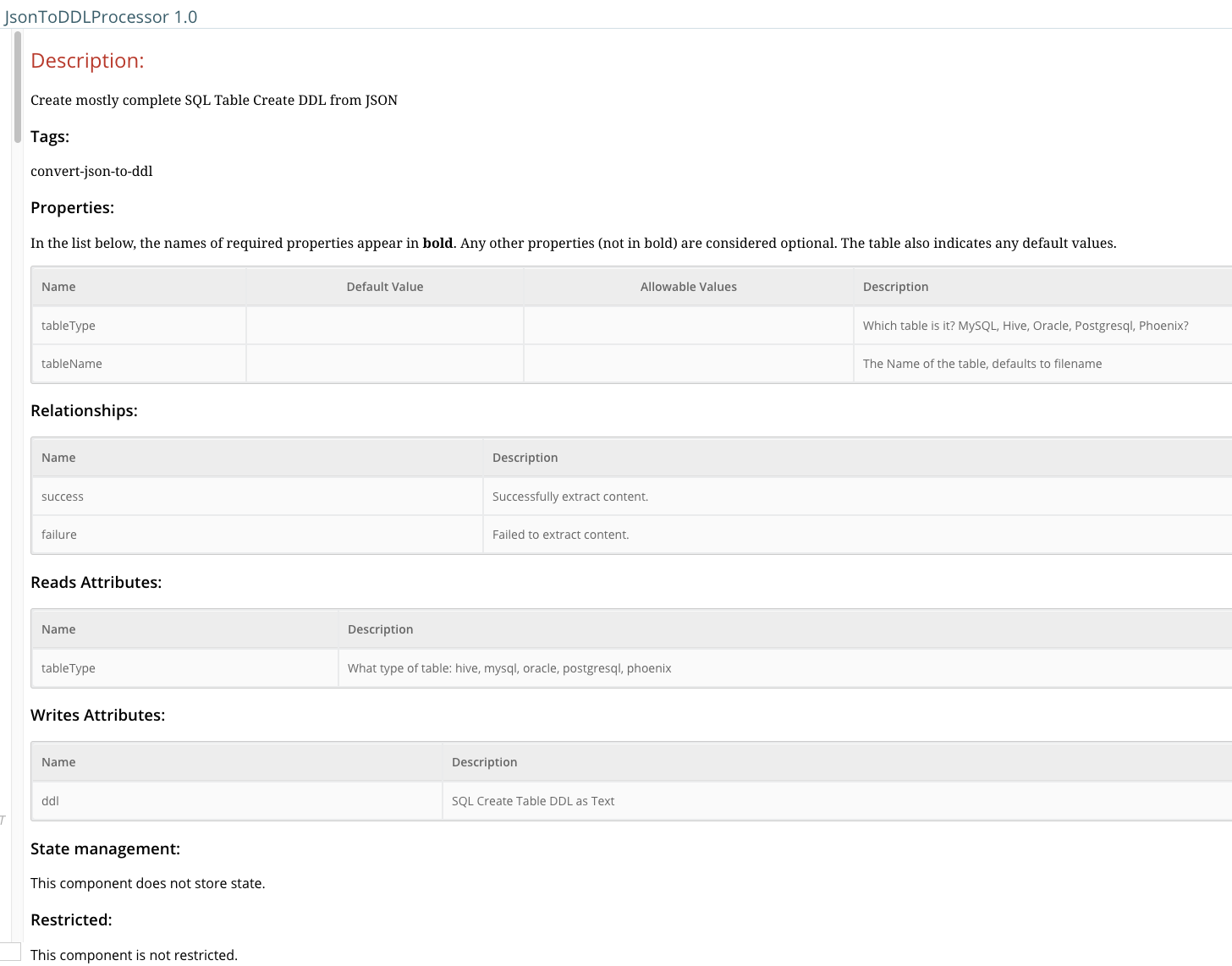 Apache NiFi Processor: Building a SQL DDL Schema... - Cloudera Community - 247989