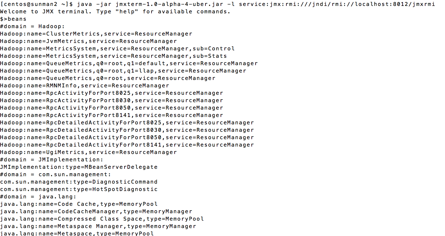 Enable JMX metrics on hadoop using jmxterm - Cloudera Community - 247783